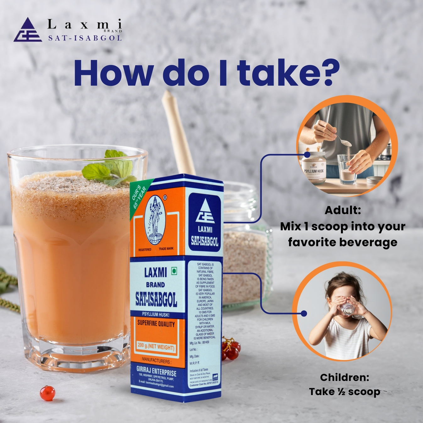 Buy Laxmi Sat-Isabgol 200G Pack of 4 Online | Premium Psyllium Husk for ...